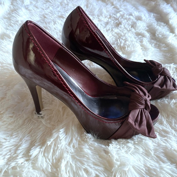Joey | Shoes | Plum Open Toed High Heel W Bow Sz 8 | Poshmark